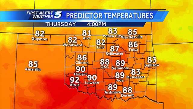 Hour-by-hour temperature predictor for Thursday