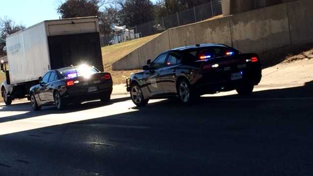 Scene clear on I-44 after car gets stuck under semi truck
