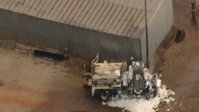 Asphalt heater fire burns man's eyebrows off
