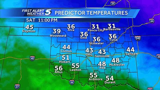 Hour-by-hour temperatures Feb. 14