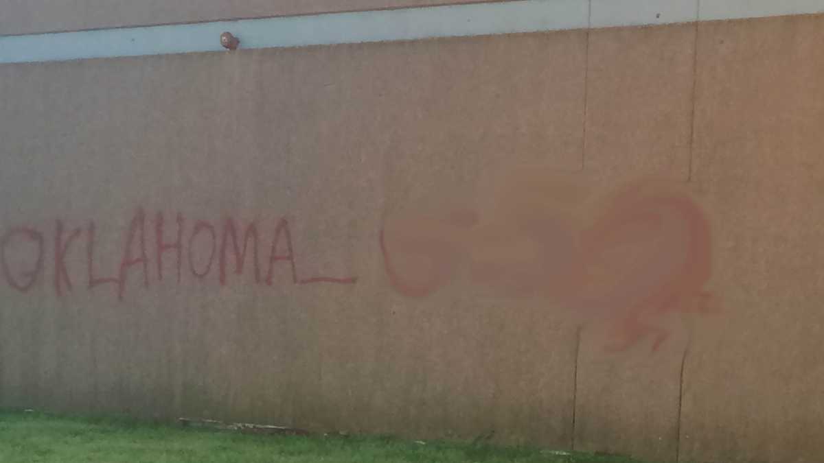 Inappropriate words, image spray-painted onto Edmond North High School ...