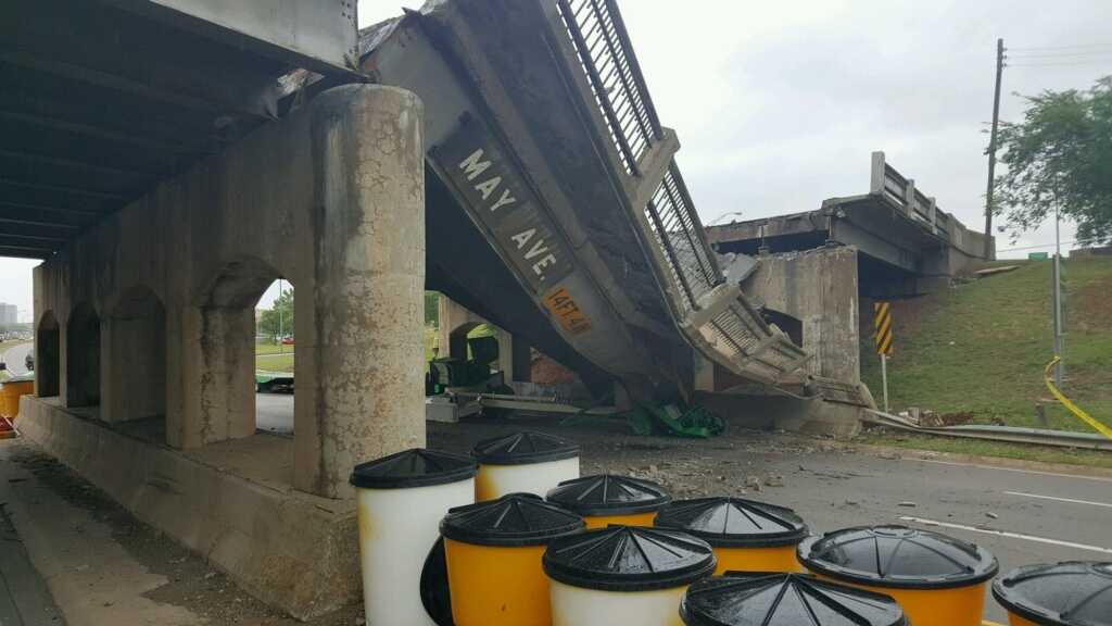 IMAGES: May Avenue bridge over NW Expressway collapses