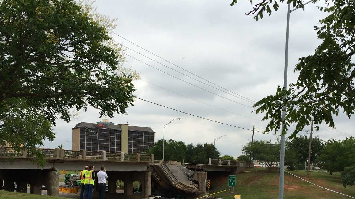 IMAGES: May Avenue bridge over NW Expressway collapses