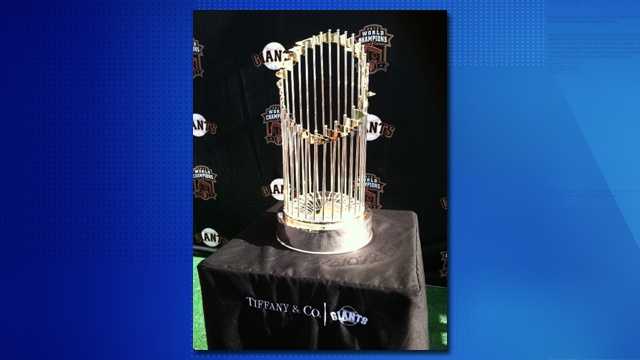Giants' World Series trophies on display