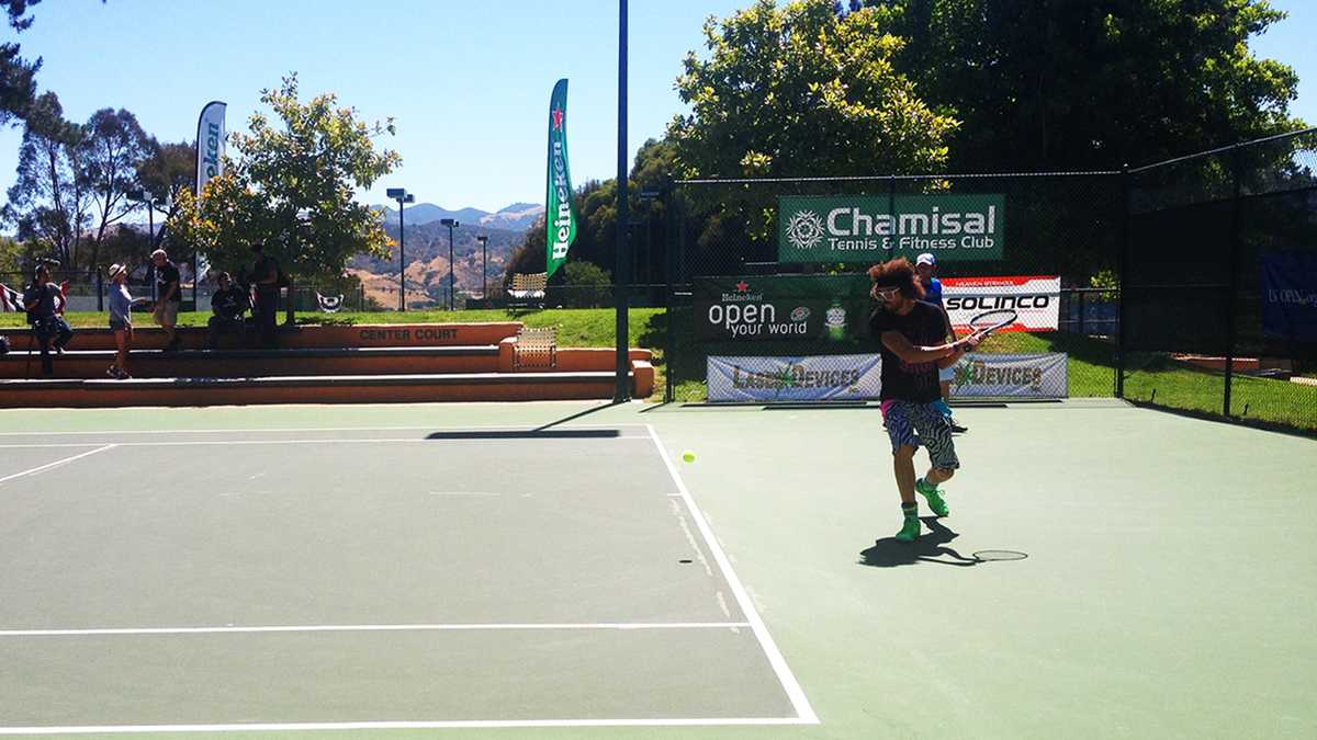 Redfoo of LMFAO in Salinas for US Open tennis qualifier
