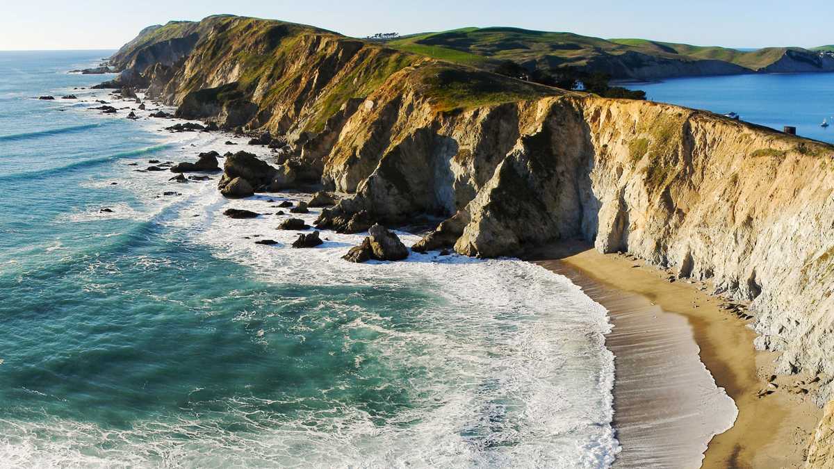 Warning sign posted where Point Reyes bluff collapsed