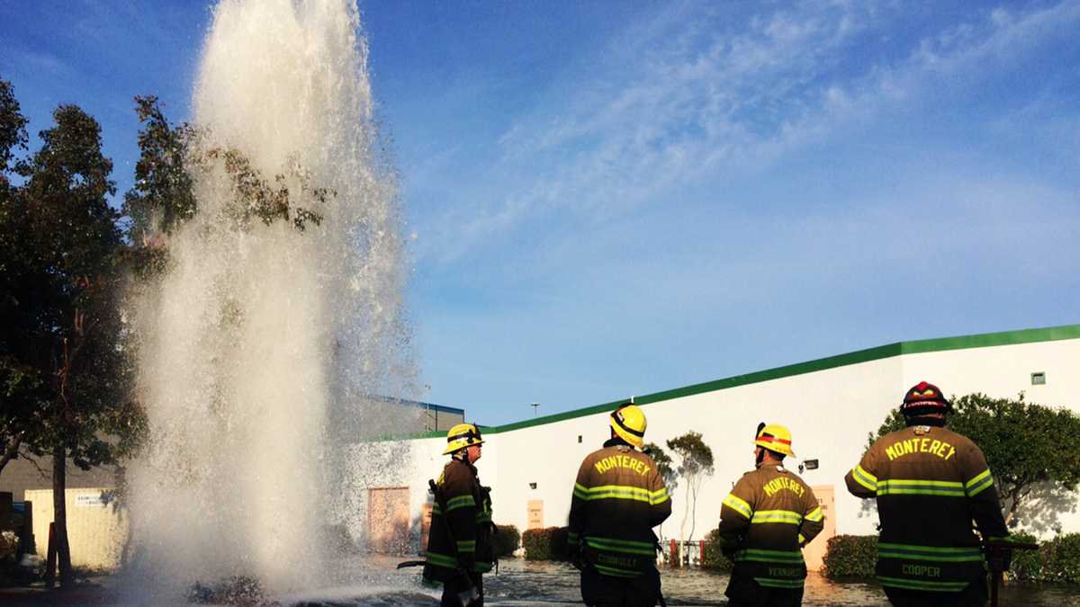 Hydrant run over, geyser floods Sand City businesses