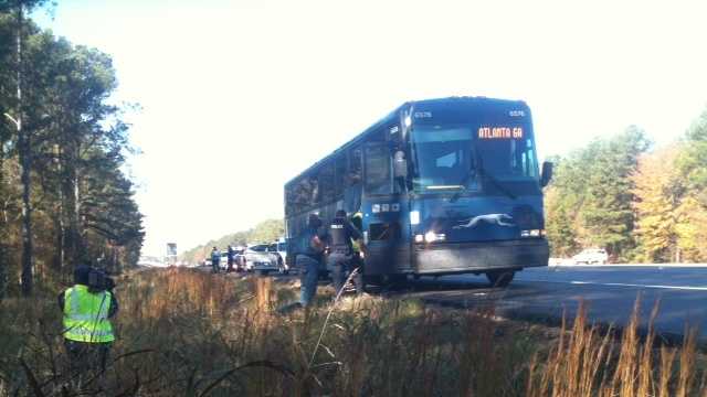 Police board Greyhound bus to deal with unruly passengers
