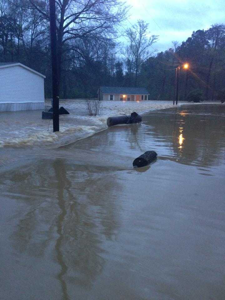 Homes flooded in Crosby
