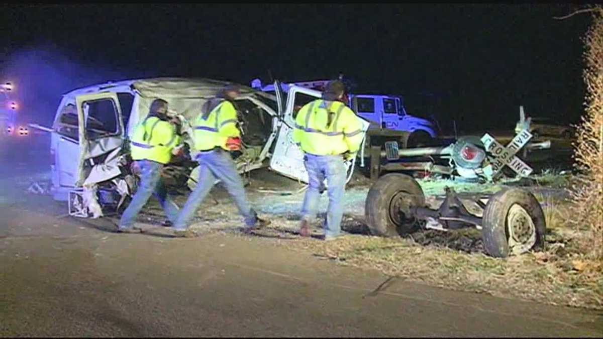Man injured when train hits van