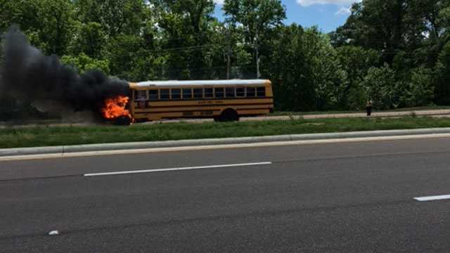 Jackson school bus burns; no injuries reported