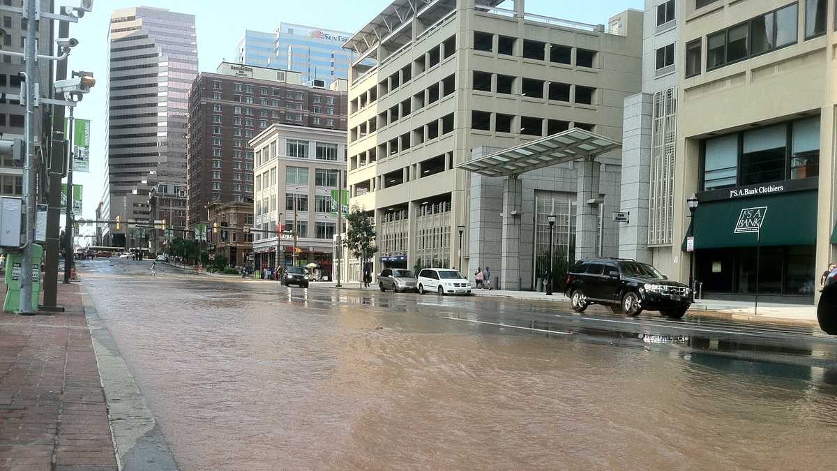 In photos: Water main breaks in downtown Baltimore