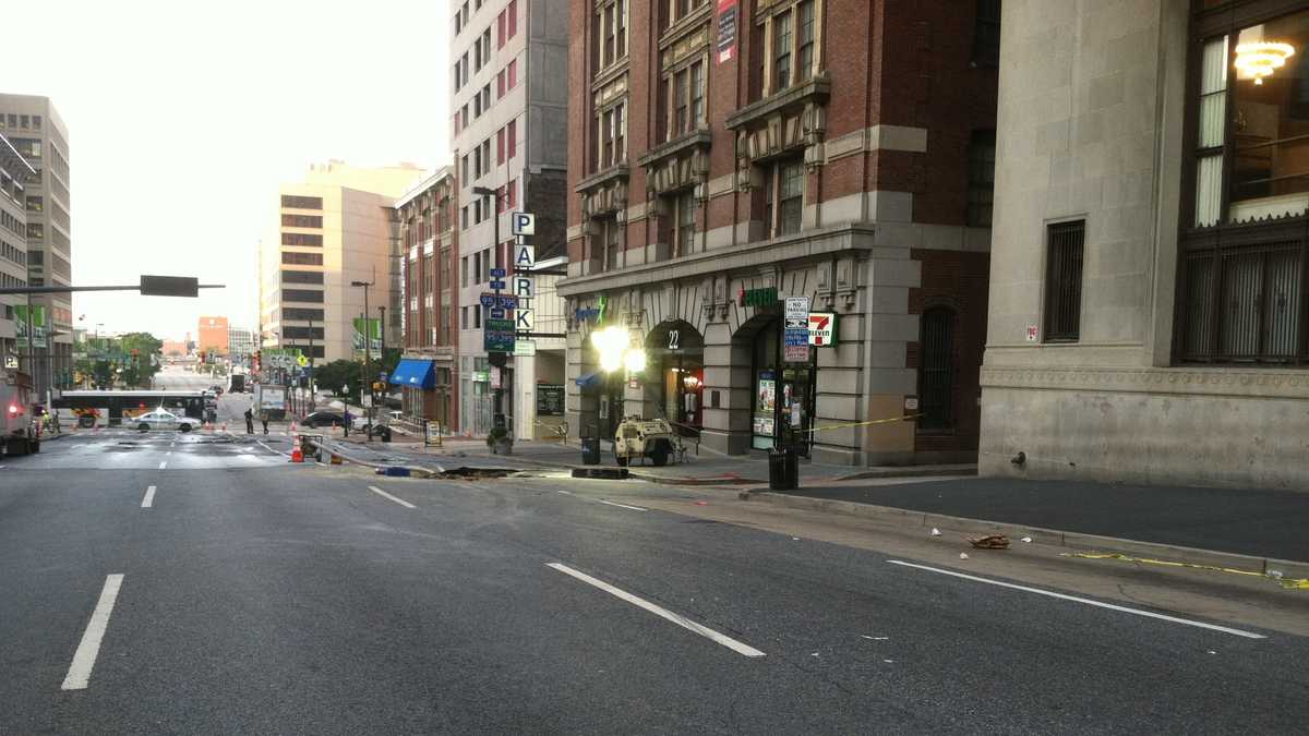 In photos: Water main breaks in downtown Baltimore