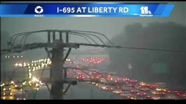 I-695 Outer Loop crash backs up traffic early