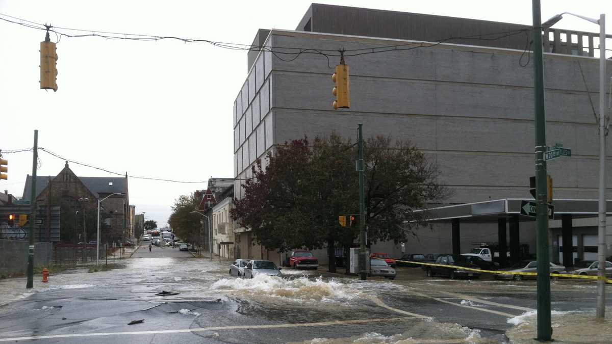 Images: 60-inch water main breaks in Baltimore
