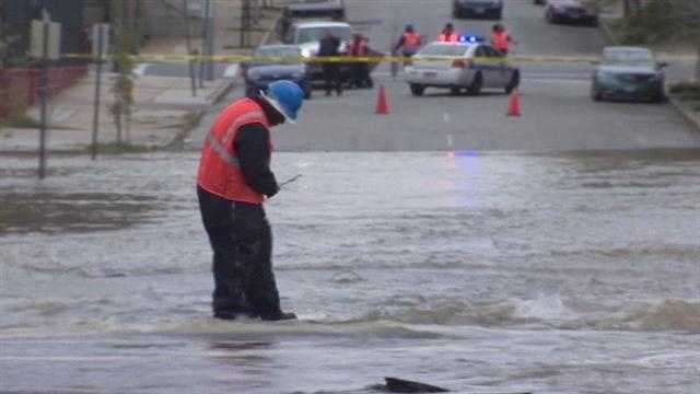Images: 60-inch water main breaks in Baltimore
