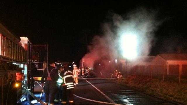 Rig carrying rubbing alcohol catches fire on I-83