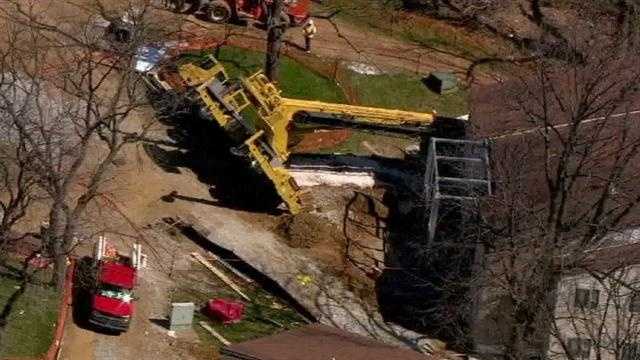 Photos: Crane falls over in UMBC construction area