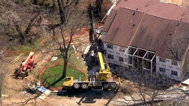 Photos: Crane falls over in UMBC construction area