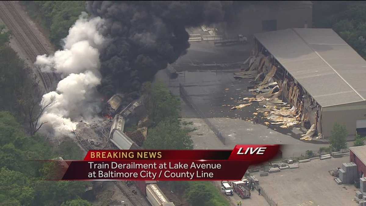 Images: Train derailment, explosion in Baltimore Co.