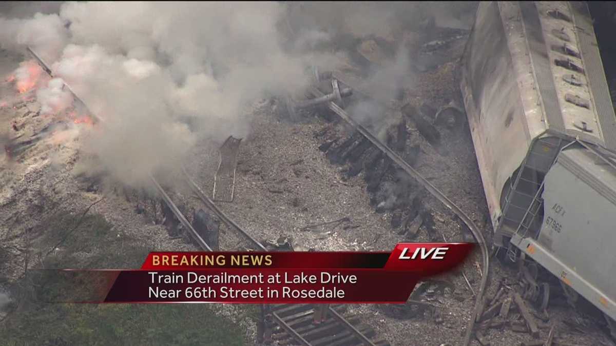Images: Train derailment, explosion in Baltimore Co.