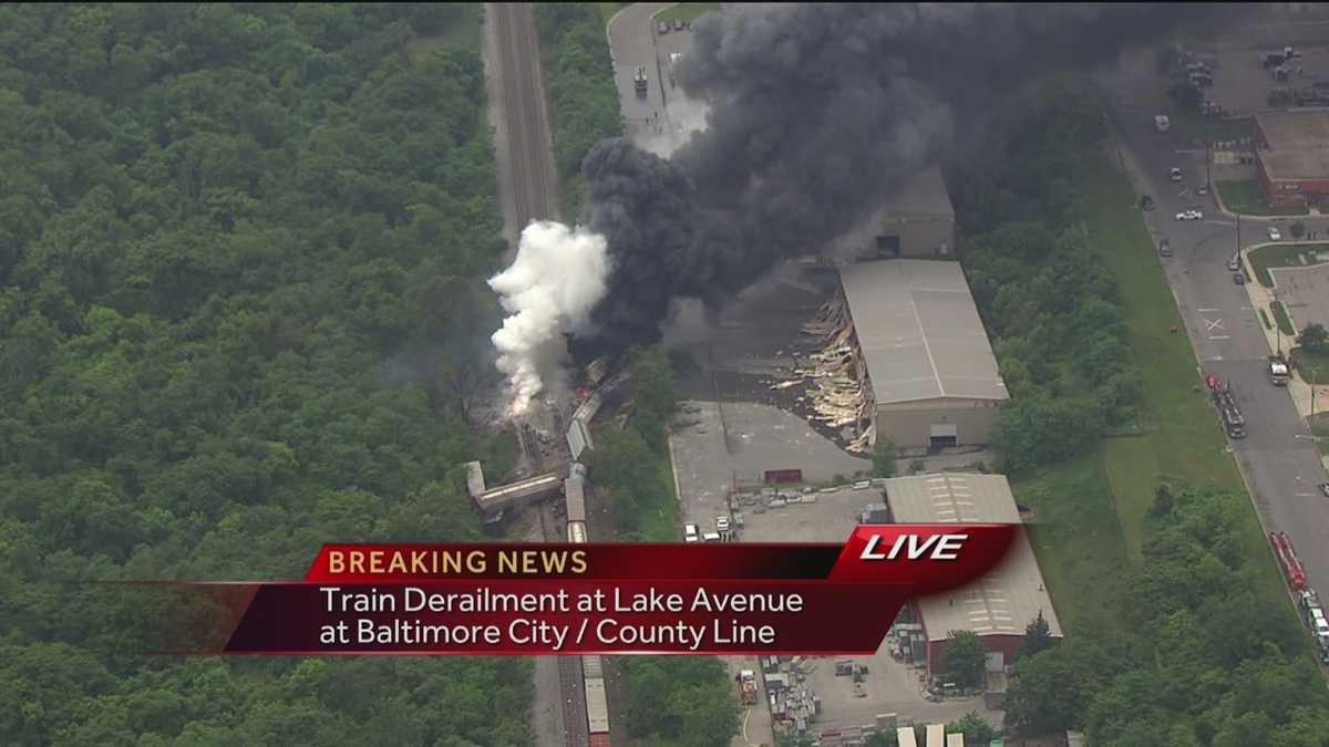 Images: Train derailment, explosion in Baltimore Co.