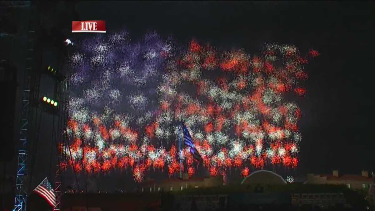 Watch: Fireworks, national anthem performance