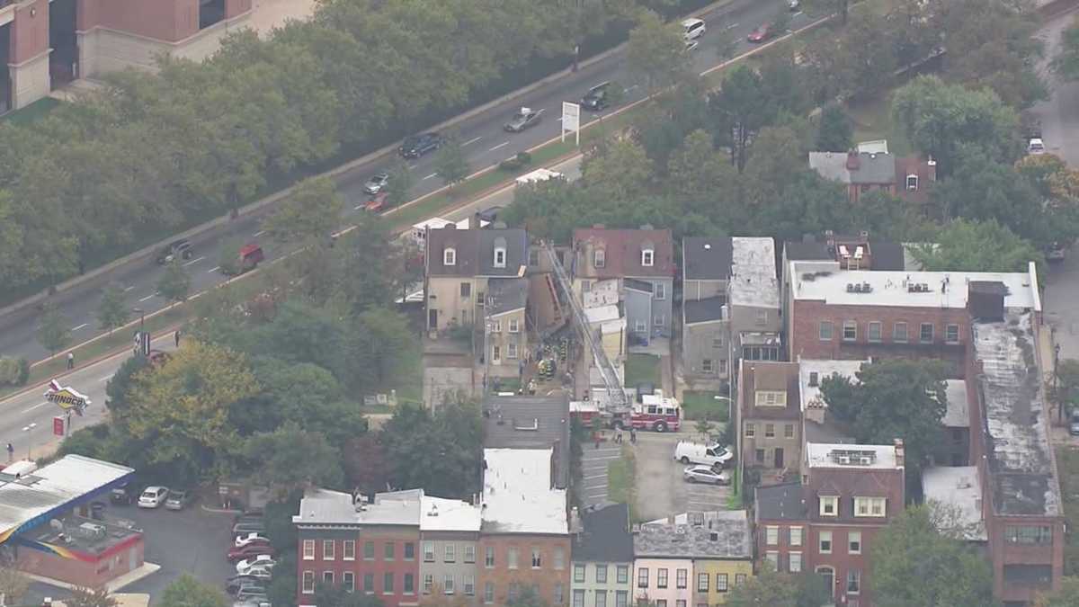 Rowhouse collapses in downtown Baltimore