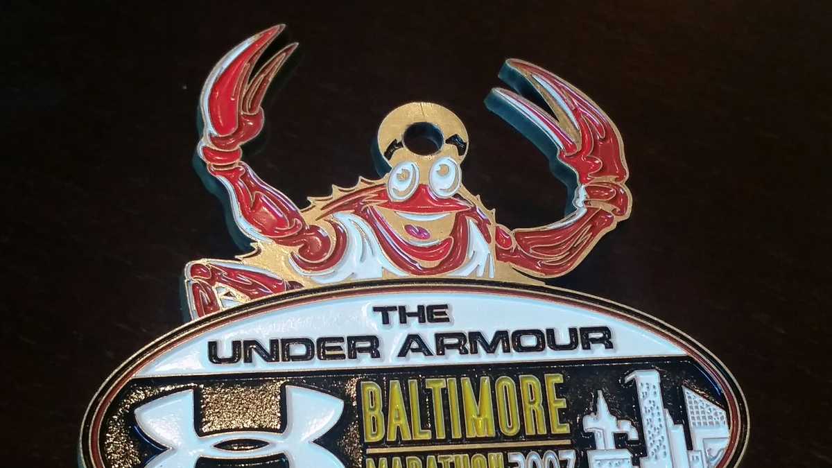 Baltimore Marathon medals through the years