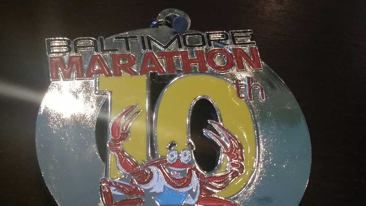 Baltimore Marathon medals through the years