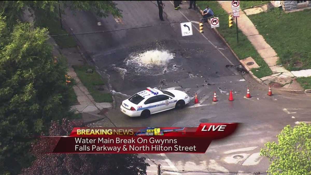 Water main break affects traffic in west Baltimore