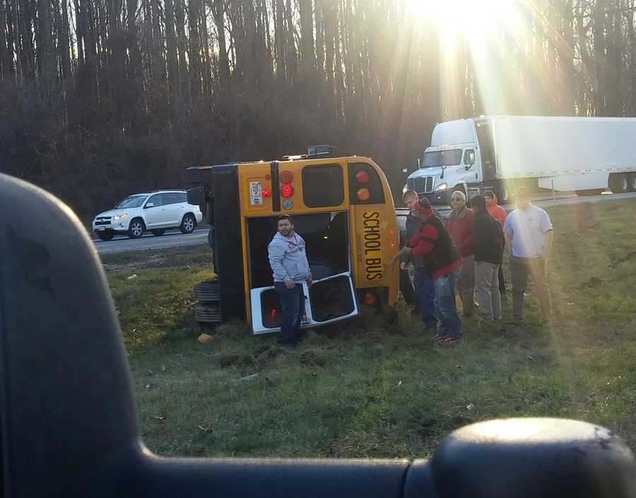 Images: School bus overturns in Howard County Images: School bus overturns in Howard County