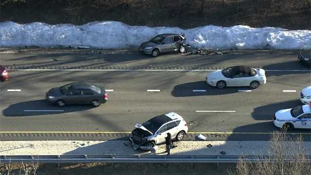 6-car crash causes traffic to snarl along I-70