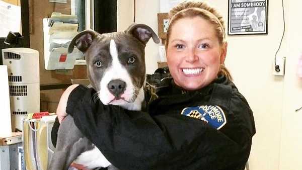 City officer shows abandoned pooch some love