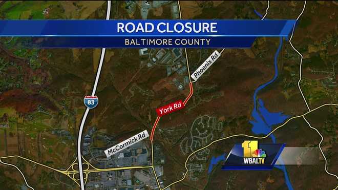 Portion of York Road closed in Hunt Valley