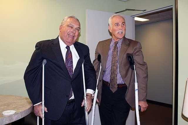 Photos: Mayor Menino, Randy On Crutches