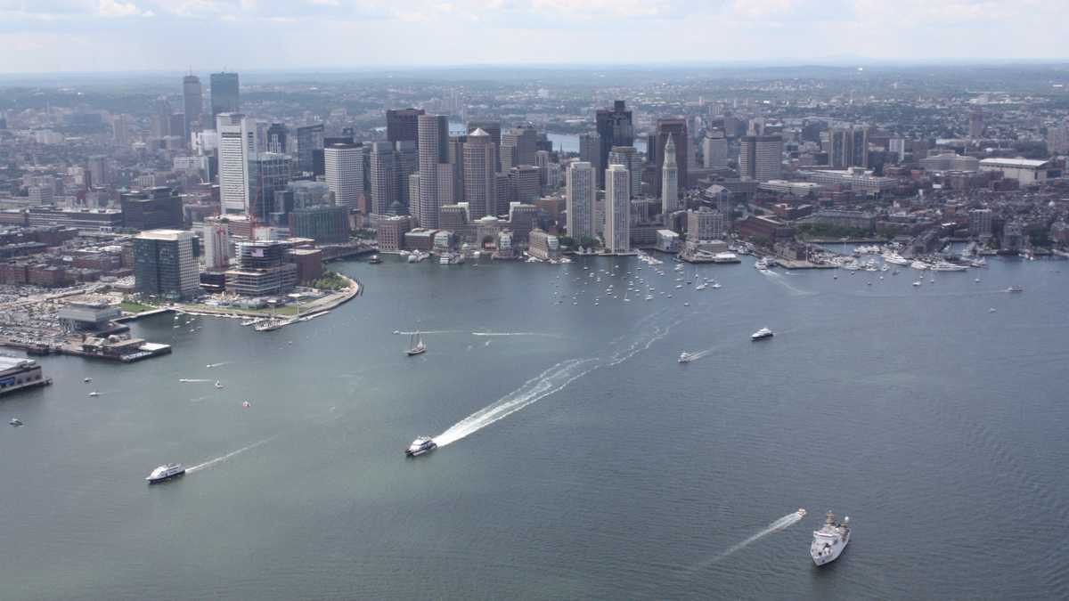 Boston from air: compare 1920s with 2013