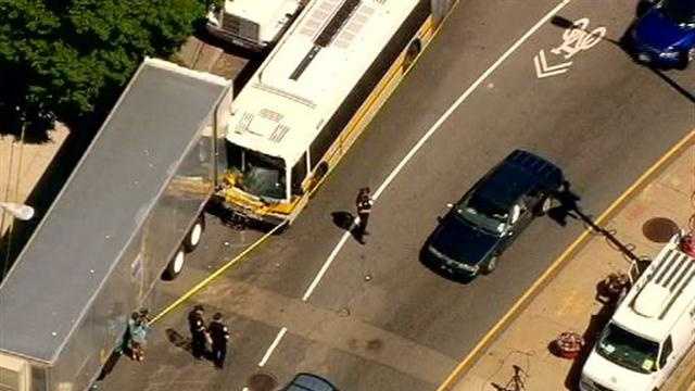 Images: More than dozen injured in MBTA bus crash