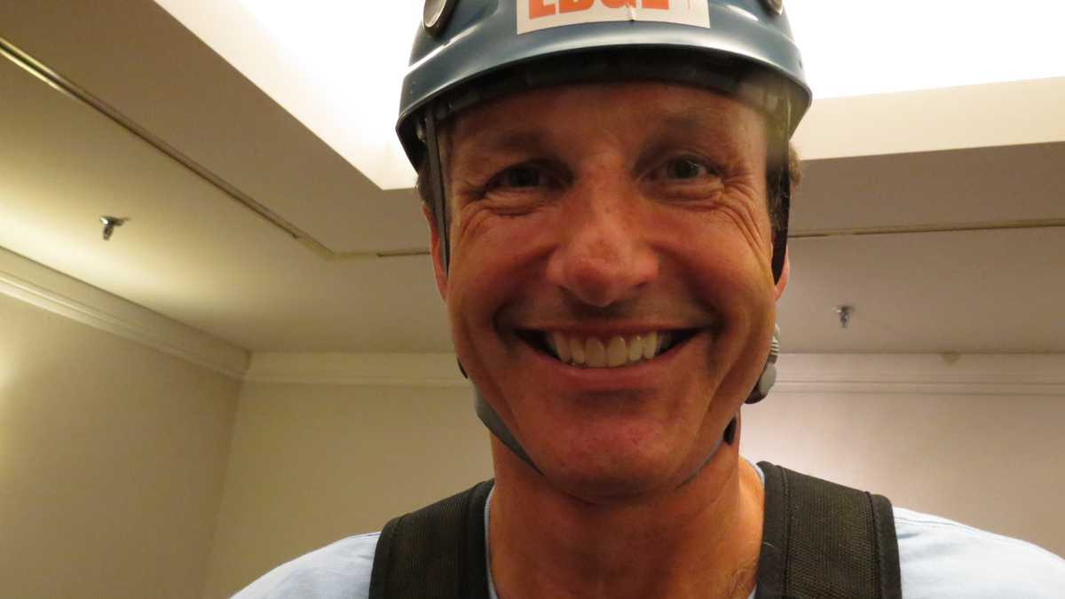 Images: Anthony and David rappel down Hub building