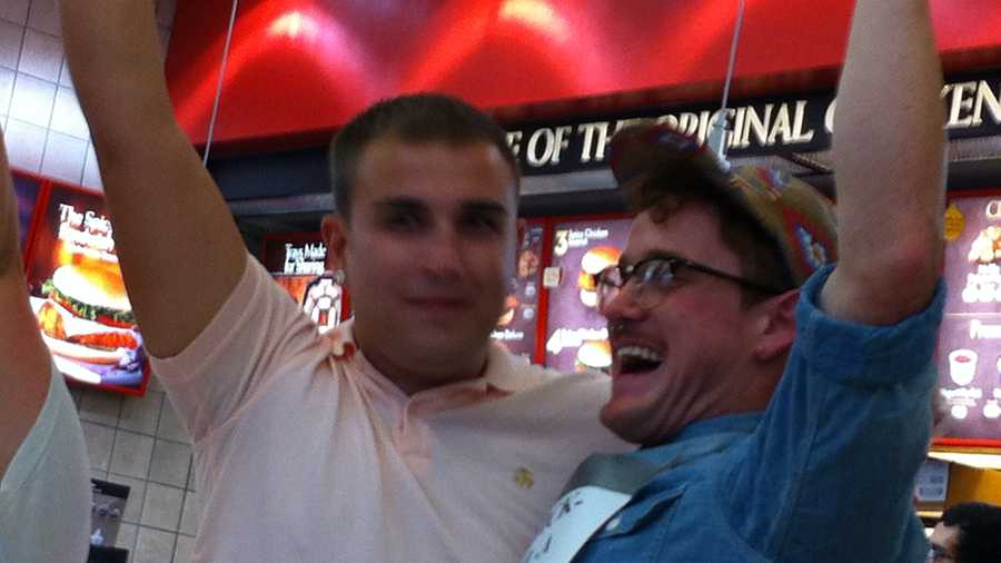Same Sex Couples Kiss In At Chick Fil A