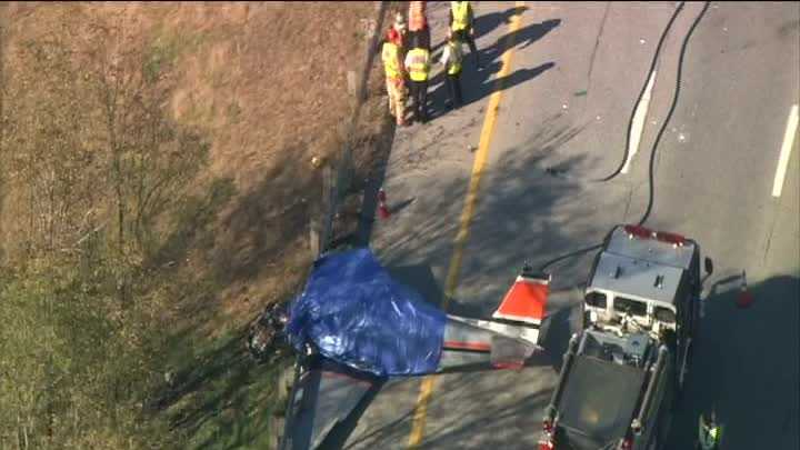 In Photos: Plane crashes on New Hampshire highway
