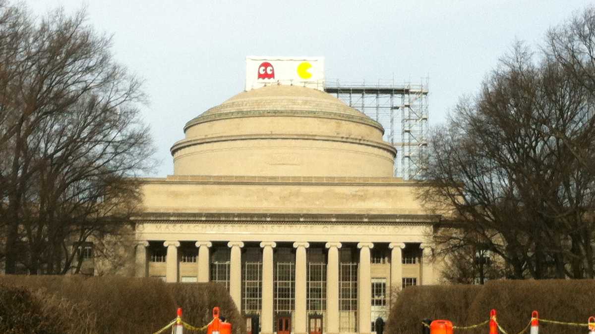 Pacman appears on top of historic building