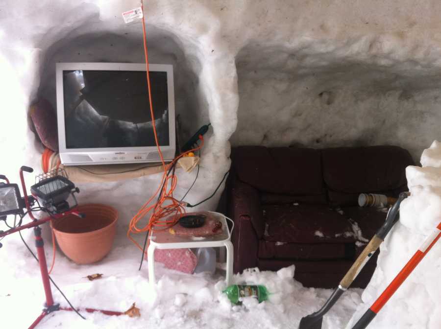 Giant 2-room igloo has TV, couch