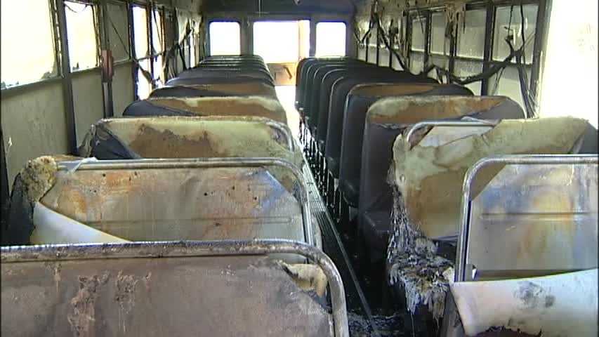 Photos: School bus catches fire with kids on board