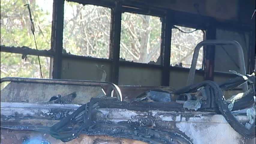 Photos: School bus catches fire with kids on board