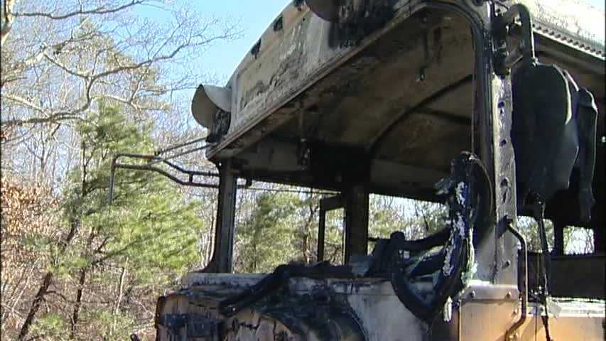Photos: School bus catches fire with kids on board