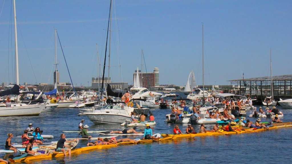 Divers jump from 90 feet above Boston Harbor
