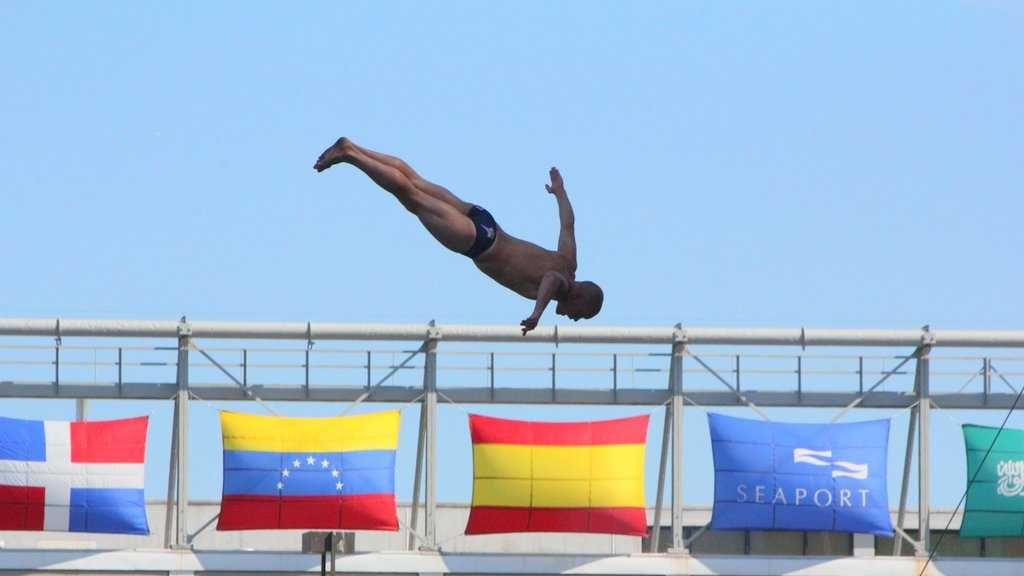 Divers jump from 90 feet above Boston Harbor