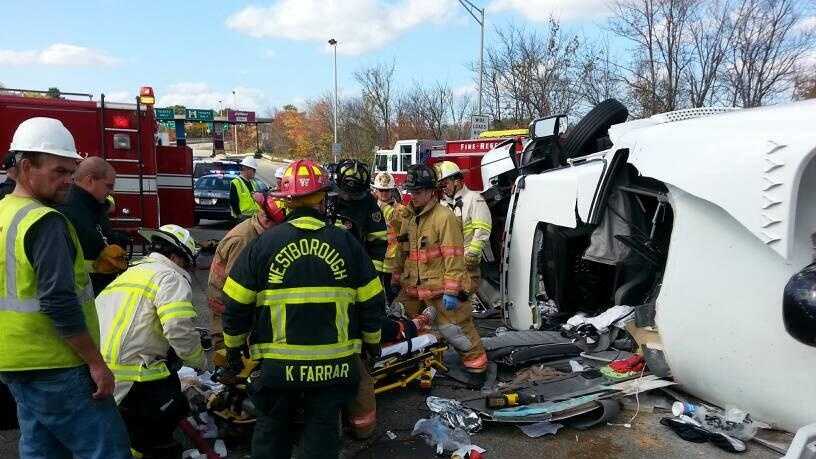 Two rescued from flipped over tractor-trailer