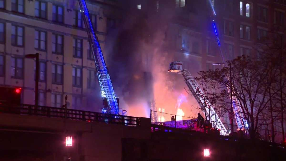 Crews battle massive fire